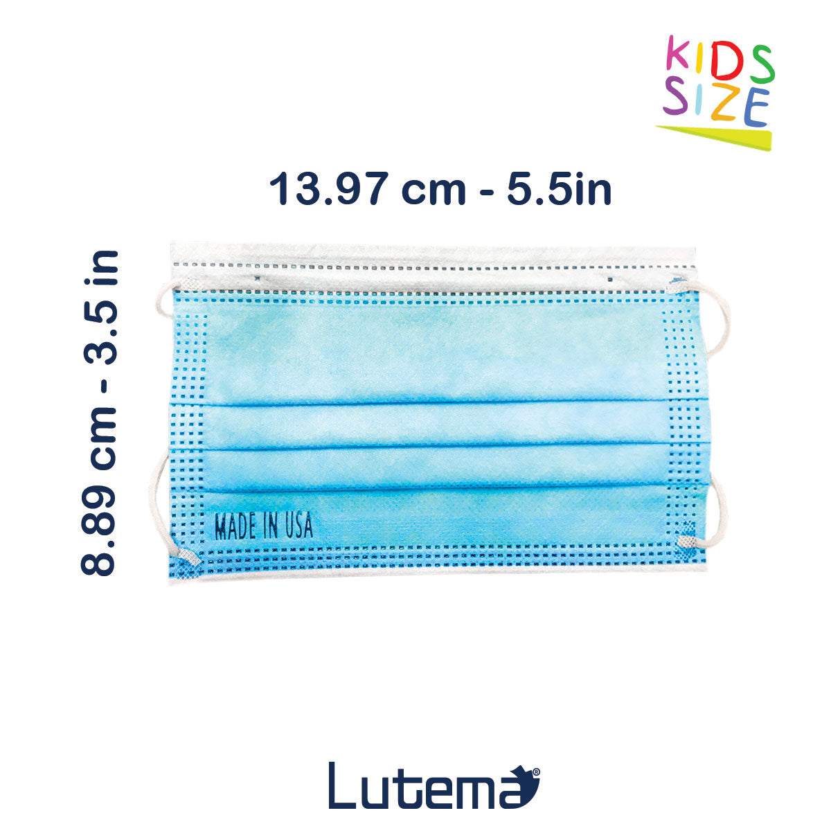 Made in USA, 3ply Breathable Kids (5.5") Disposable Face Mask (50 Pack ...